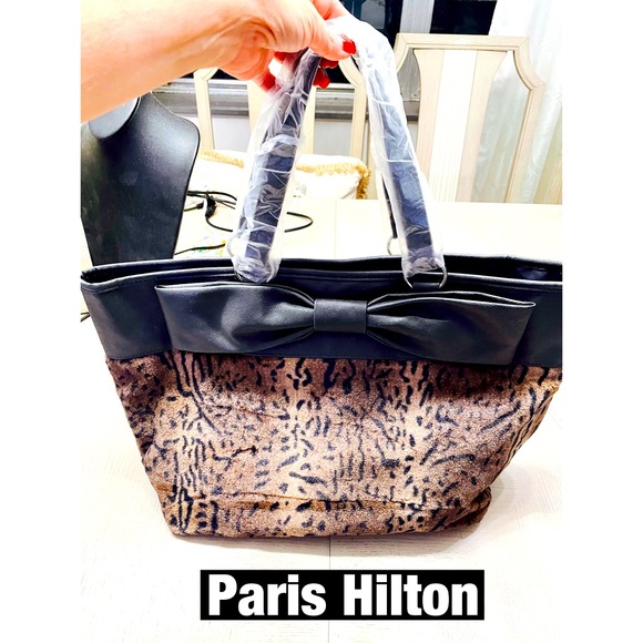 Paris Hilton | Bags | Paris Hilton Large Tote Gray And Animal Print New ...